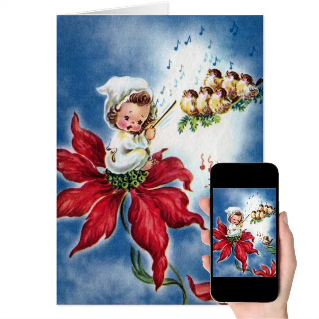 Vintage Cute Angel,Birdies singing ChristmasCarols | Zazzle
