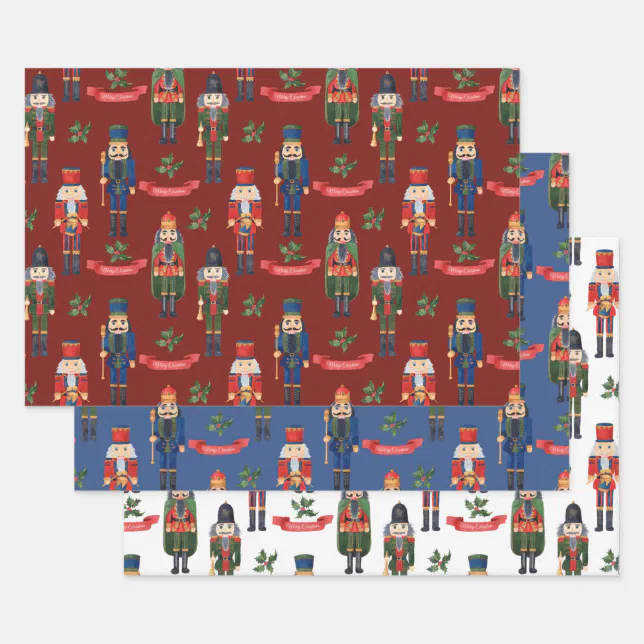 Vintage Cute Christmas Nutcrackers holiday Wrapping Paper Sheets | Zazzle