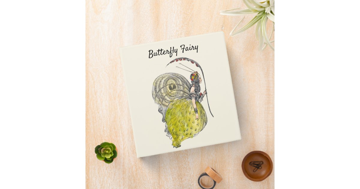 Vintage Cute Fantasy Butterfly Fairy with Wings 3 Ring Binder | Zazzle