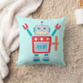 Vintage Cute Robot Toy For Kids Room Throw Pillow | Zazzle
