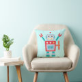 Vintage Cute Robot Toy For Kids Room Throw Pillow | Zazzle