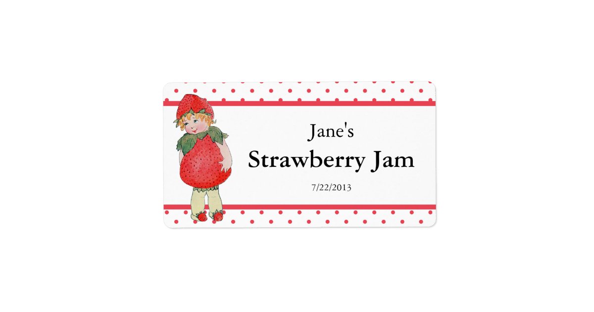 Vintage Cute Strawberry Jam Label | Zazzle