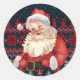 Vintage Cute Winking Santa Claus Christmas Classic Round Sticker | Zazzle