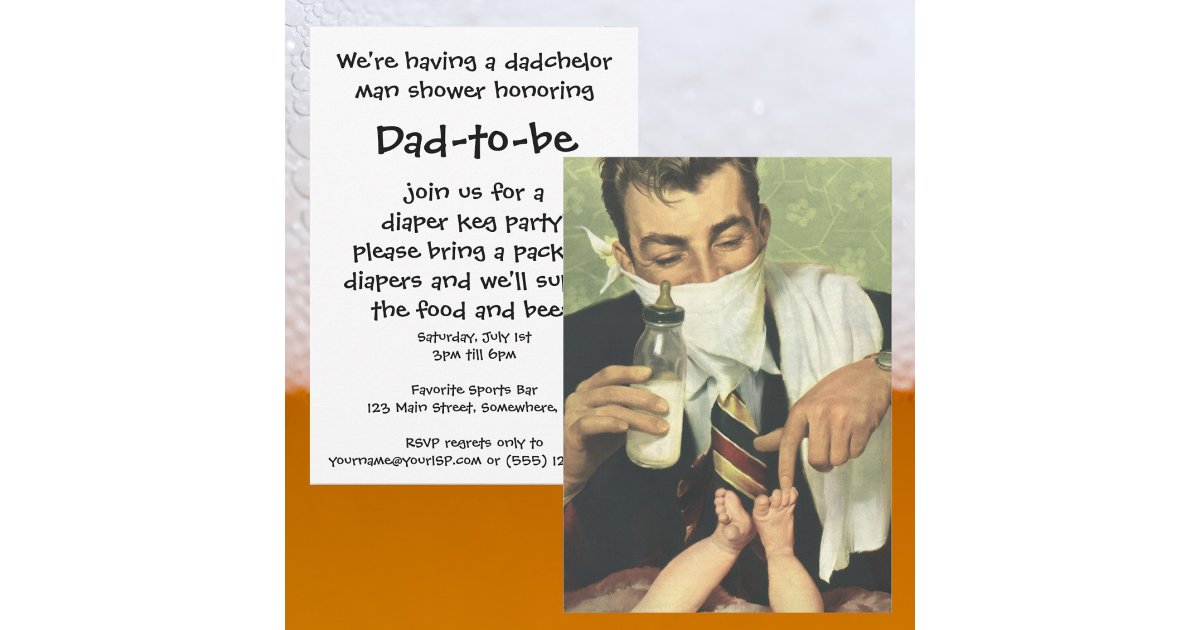 Vintage Dadchelor Baby Shower Man Shower Party Invitation | Zazzle