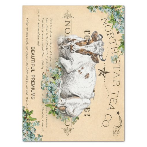 Vintage Dairy Cow Decoupage Tissue Paper | Zazzle