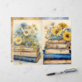 Vintage Daisy and Stacked Books Scrapbook Paper | Zazzle