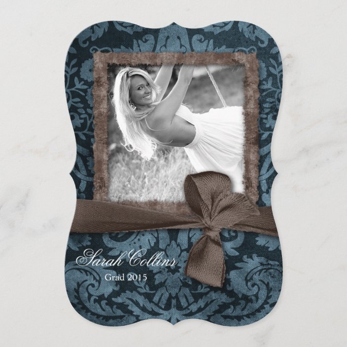 Vintage Damask Bow Grad Photo Card | Zazzle.com