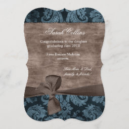 Vintage Damask Bow Grad Photo Card | Zazzle