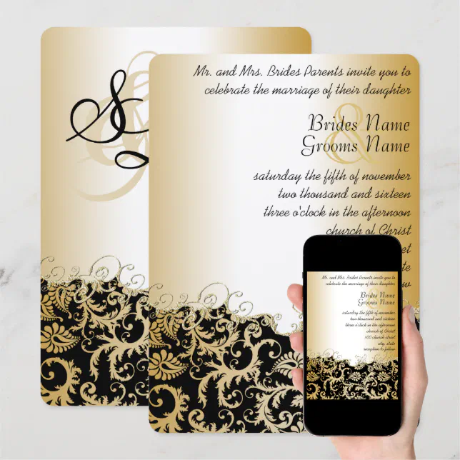 Vintage Damask Rustic Brown Paper Invitation | Zazzle