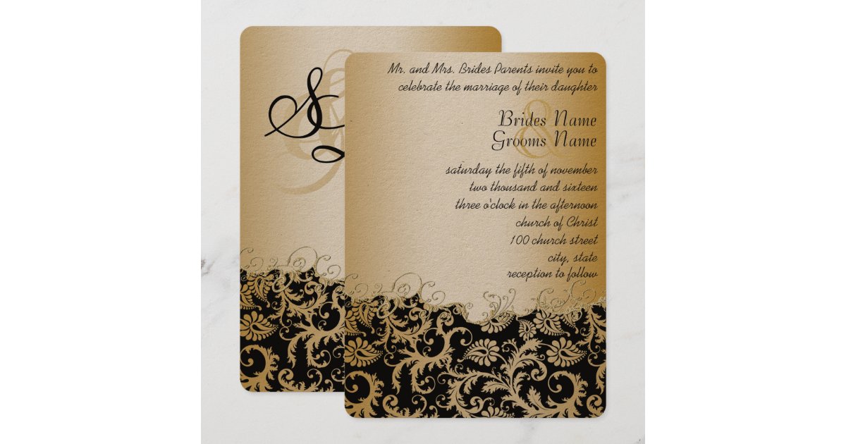 Vintage Damask Rustic Brown Paper Invitation | Zazzle
