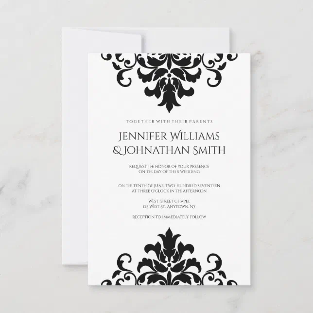 Vintage damask wedding invitations | Zazzle