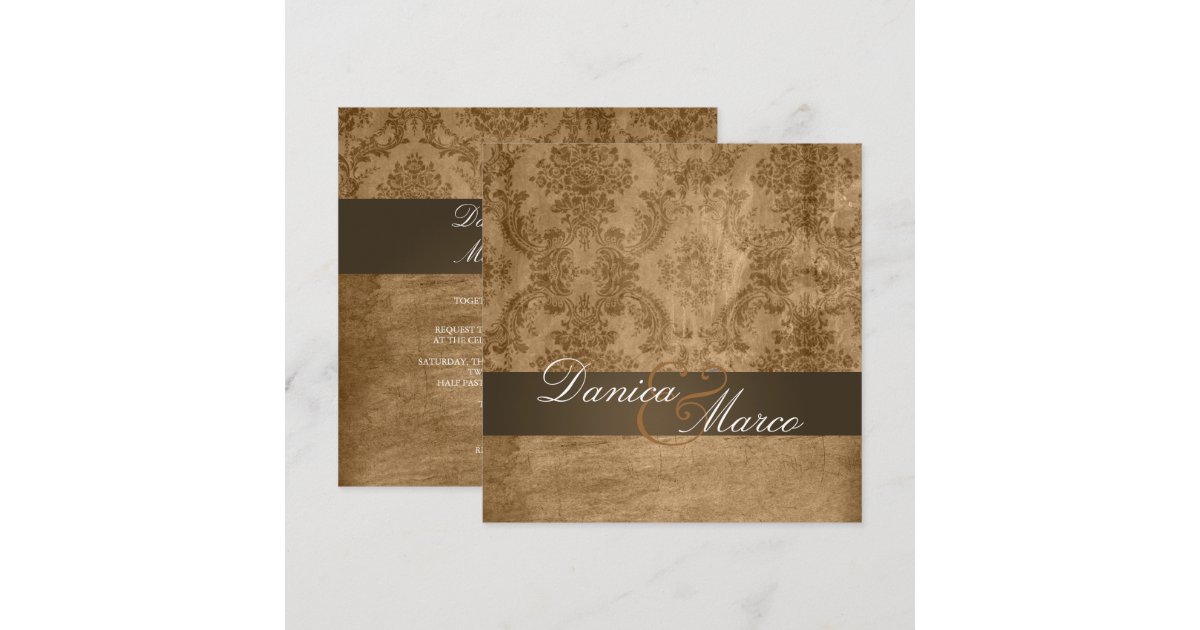 Vintage Damask Wedding Invitations | Zazzle