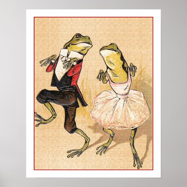 Vintage Dancing Frogs Poster | Zazzle