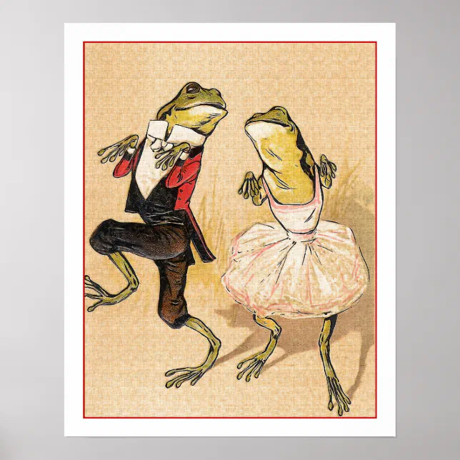 Vintage Dancing Frogs Poster | Zazzle