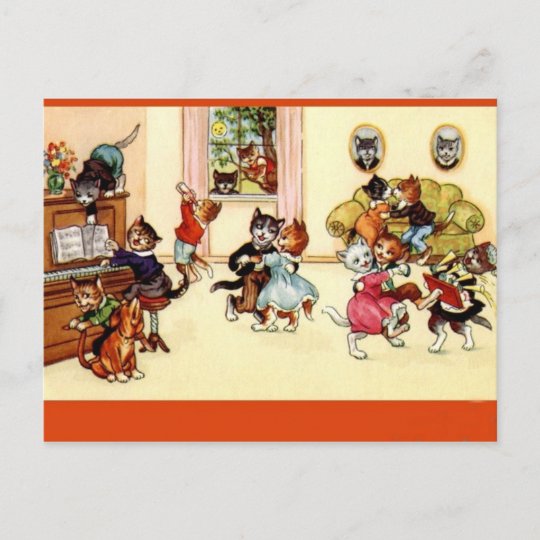 Vintage Dancing Party Cats Postcard | Zazzle.com