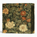 Vintage Dark Floral William Morris Monogram Recipe 3 Ring Binder | Zazzle