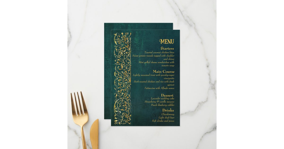 Vintage Dark Green Menu | Zazzle