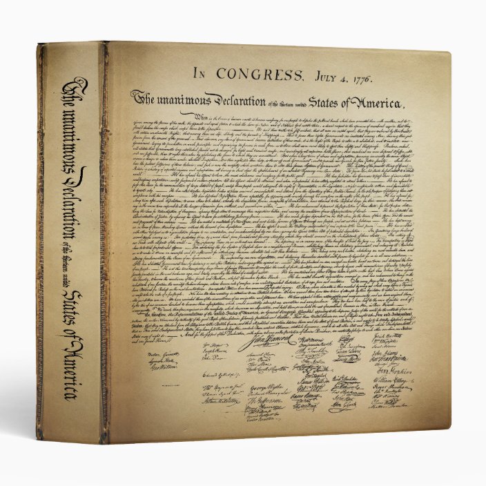 Vintage Declaration of Independence Binder | Zazzle.com