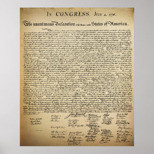 Vintage Declaration of Independence Original Size Poster | Zazzle.com