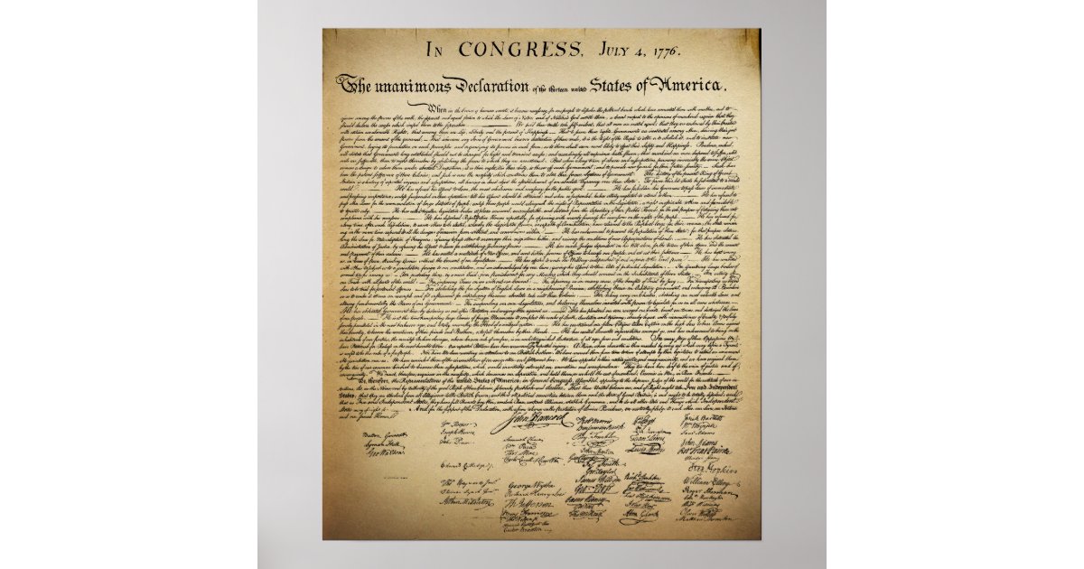 Vintage Declaration of Independence Print | Zazzle
