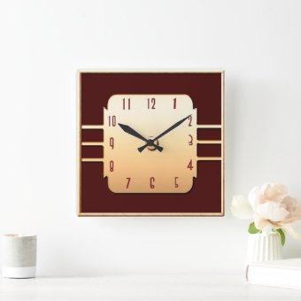 Vintage Deco Style Square Wall Clock | Zazzle