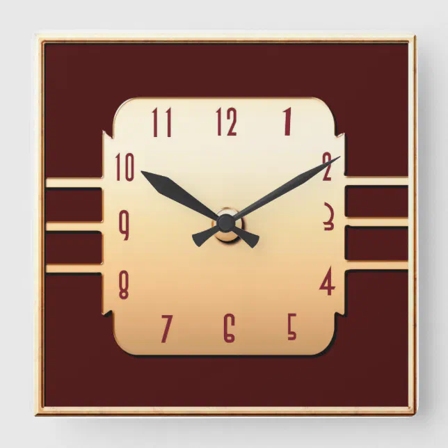 Vintage Deco Style Square Wall Clock | Zazzle