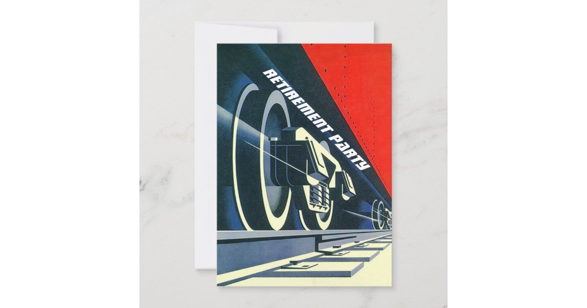 Vintage Deco Train Tracks Retirement RR Invitation | Zazzle