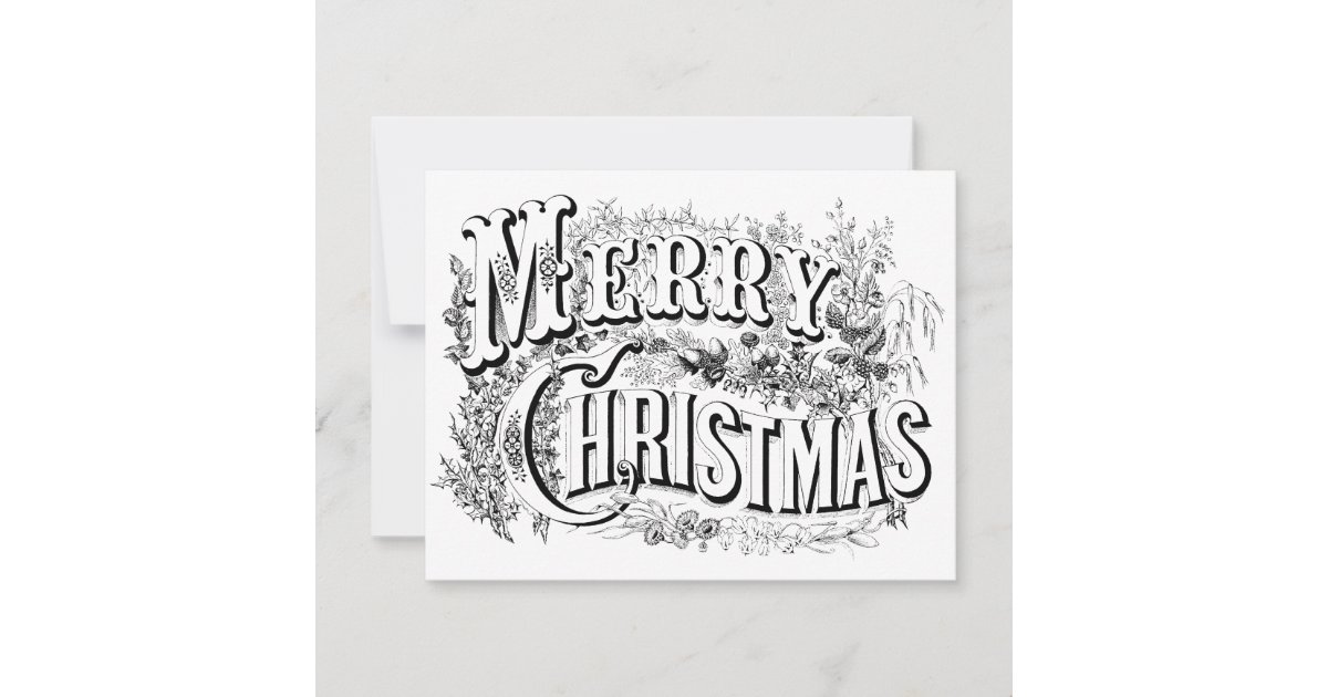 Vintage Decorative Merry Christmas Color Me script Note Card | Zazzle