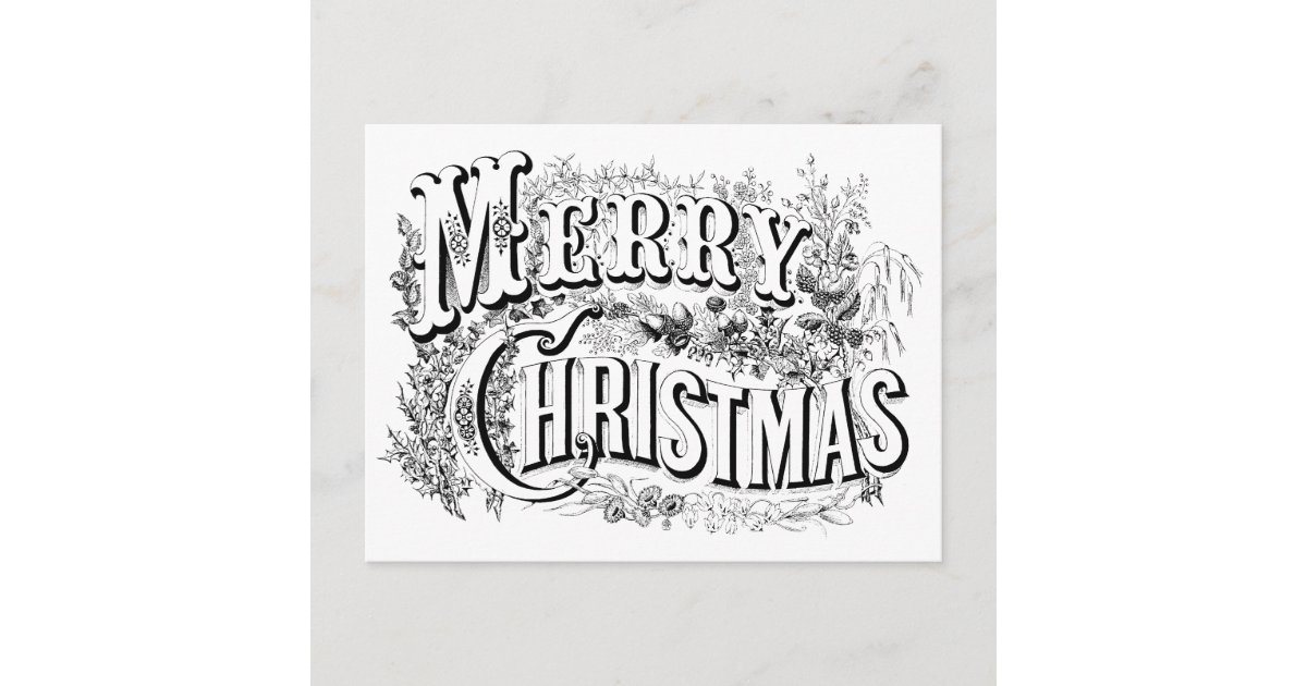 Vintage Decorative Merry Christmas Color Me script Postcard | Zazzle