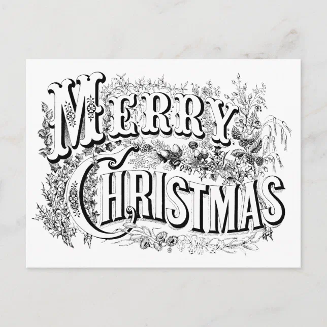Vintage Decorative Merry Christmas Color Me script Postcard | Zazzle