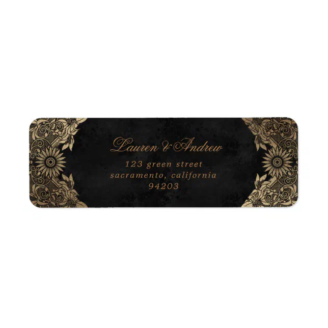 Vintage decorative ornament gold Return Address Label | Zazzle
