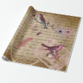 Vintage Decoupage Bird Feather Ephemera Wrapping Paper | Zazzle
