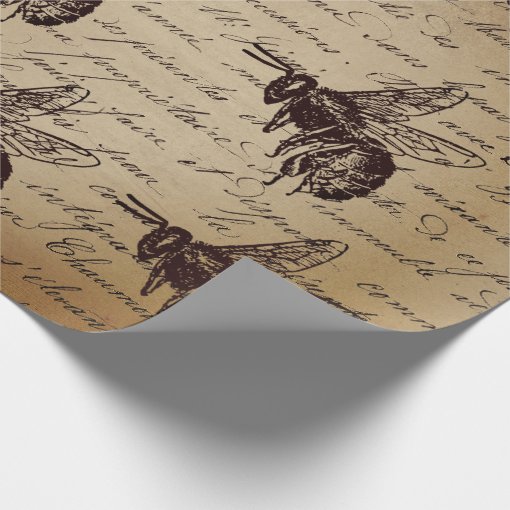 Vintage Decoupage Honey Bee Wrapping Paper | Zazzle