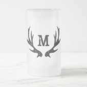 Vintage deer antler monogram glass beer mug gift | Zazzle