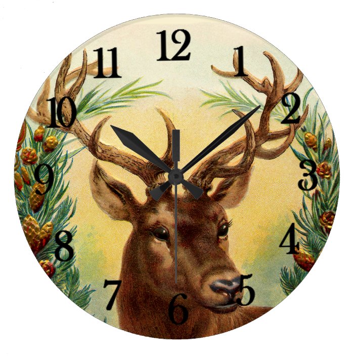 Vintage Deer Large Clock | Zazzle.com