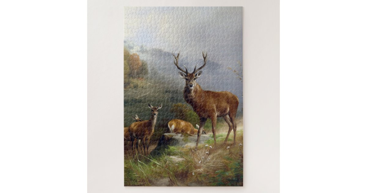 Vintage Deer Stag - Animals Old Illustration Art Jigsaw Puzzle | Zazzle