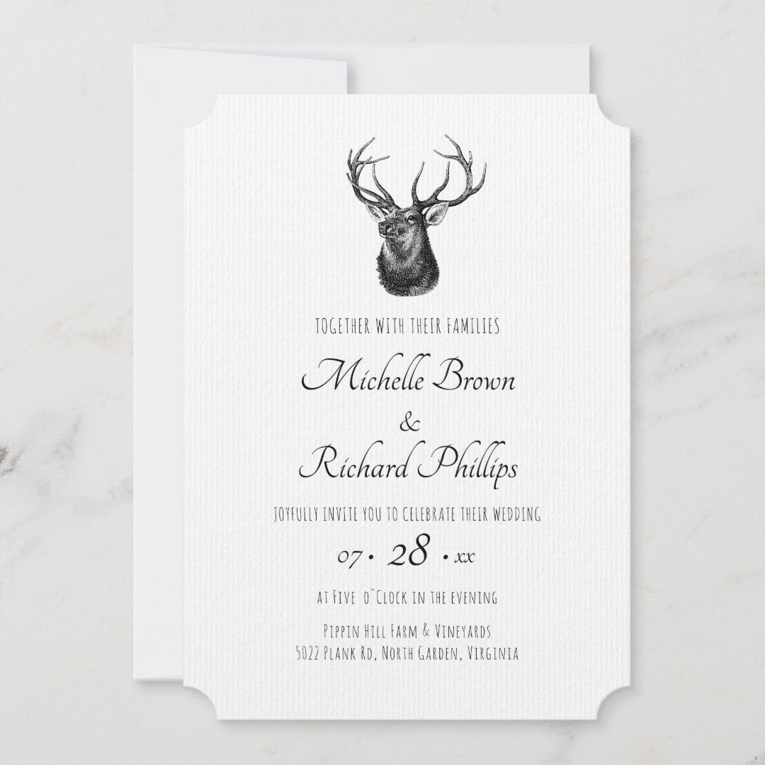 Vintage Deer Wedding Invitation | Zazzle
