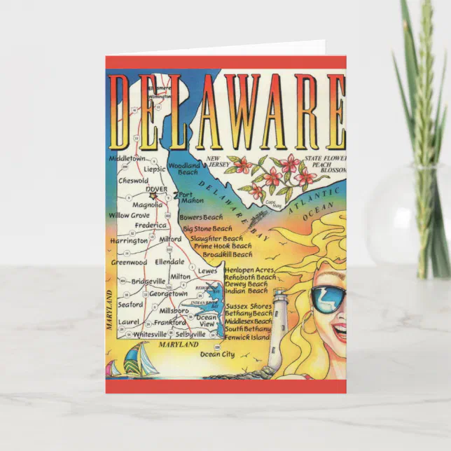 Vintage Delaware Map Card | Zazzle