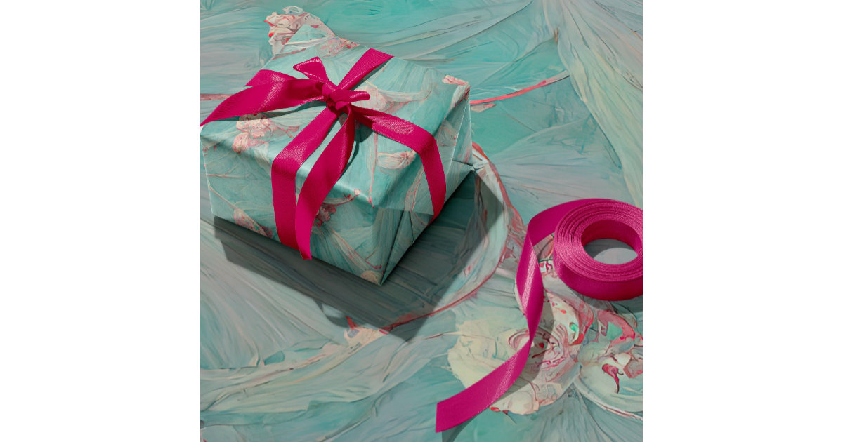 Vintage Delicate Blue and Pink Floral Design Wrapping Paper | Zazzle