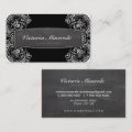 VINTAGE delicate filigree chalkboard black white Business Card | Zazzle