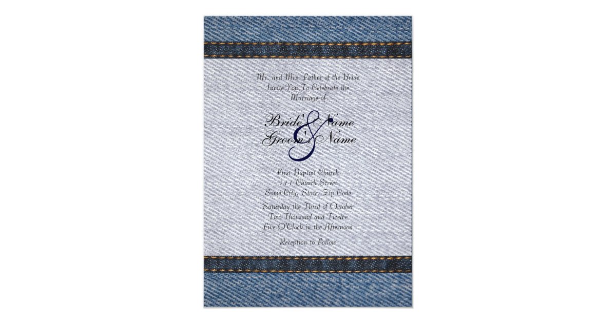 Vintage Denim Jeans Wedding Invitation | Zazzle.com
