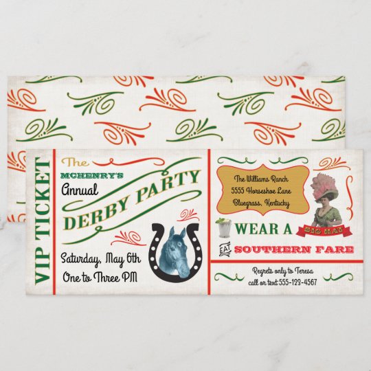 Vintage Derby Horse Racing Party Ticket Invitation | Zazzle.com
