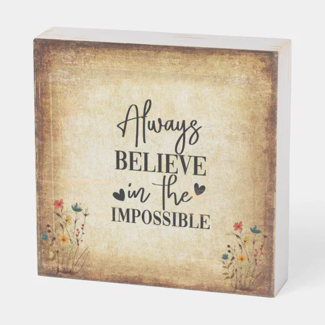 VINTAGE DESIGN BACKGROUND WITH INSPIRATIONAL QUOTE WOODEN BOX SIGN | Zazzle