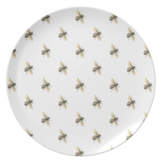 Vintage Design Honey Bee Melamine Dinner Plates | Zazzle