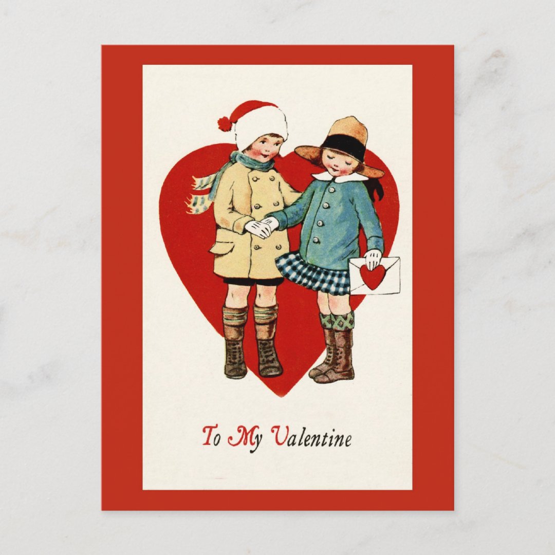 Vintage Design Valentine's Day Postcard | Zazzle