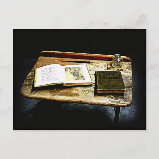Vintage Desktop - Student Desk Postcard | Zazzle
