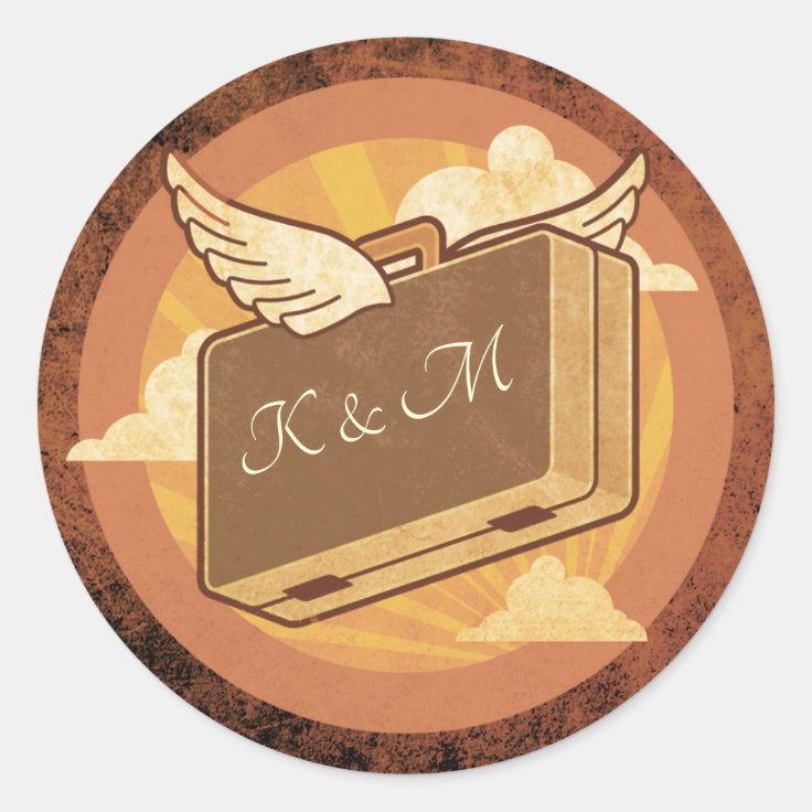 Vintage Destination Monogrammed Luggage Sticker | Zazzle