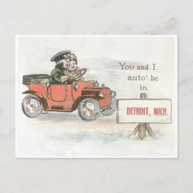 Vintage Detroit Auto Postcard | Zazzle