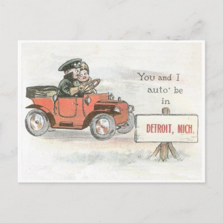 Vintage Detroit Auto Postcard | Zazzle