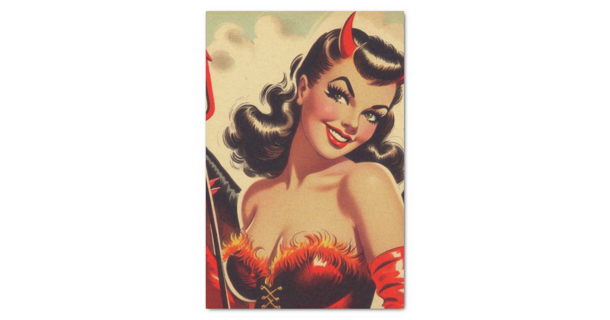 Vintage Devil Girl Pin Up Costume Tissue Paper | Zazzle
